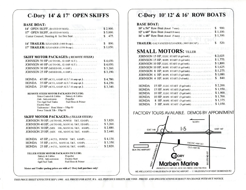 C-Dory 1993 Misc prices Pg 1 14,17 Open Skiffs 10, 12 & 16 Row Boats ...