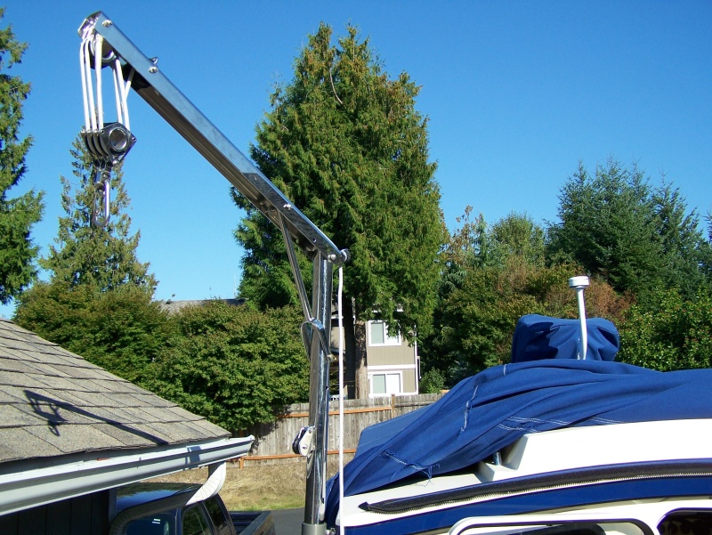Garhauer davit used for crab pots, loading and unloading dinghy on roof ...