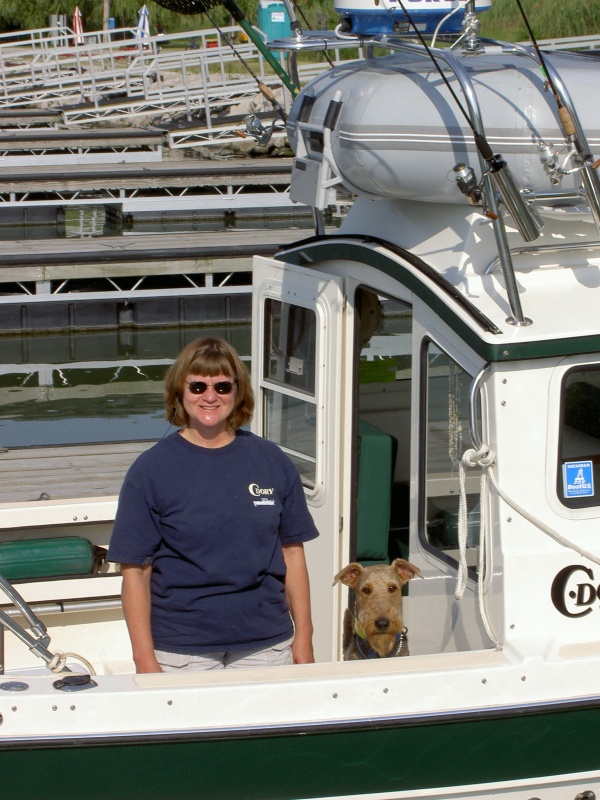 Marcia and Boomer getting ready to head for the Canadian side of Lake ...