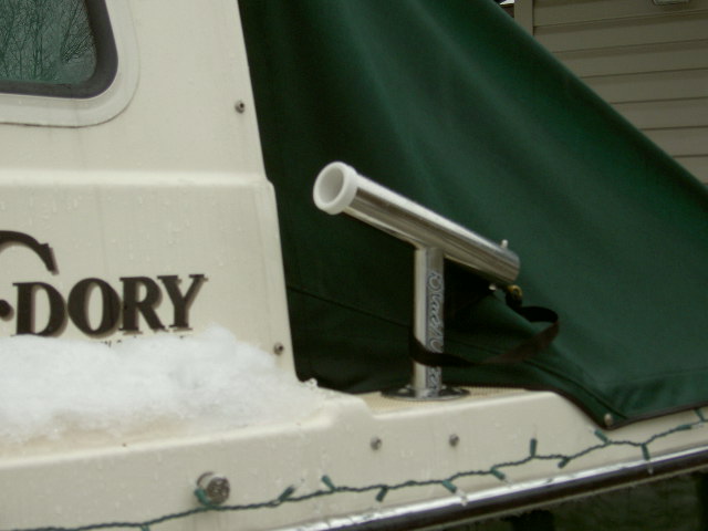 Rod rigger mounted in zero degree rod holder. Set in non-use traveling ...